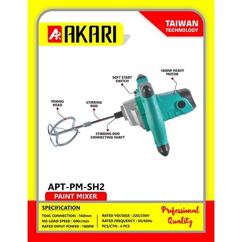 Akari Paint Mixer 1800W Aptpmsh2 - UNBOXTOOLS