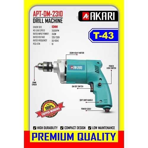 Akari Drill Machine 350W 10mm Aptdm2310 - Unboxtools.com | Industrial ...